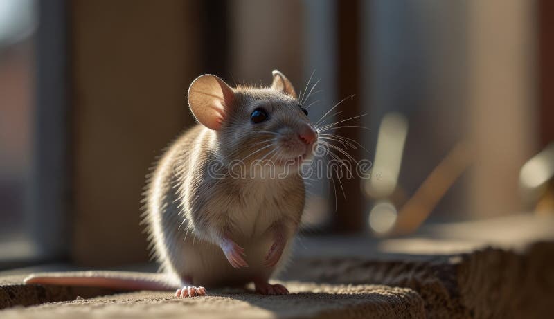 Curious Mouse in Sunlight stock illustration. Illustration of warm ...