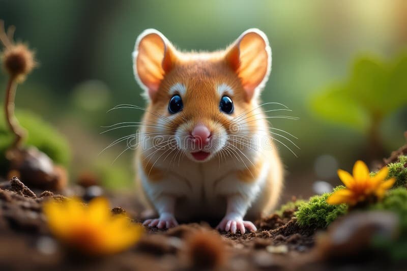 Curious Mouse and Woodland Scene Stock Illustration - Illustration of ...