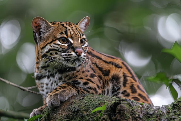 A Curious Ocelot, with Its Distinctive Patterned Coat and Sleek Body ...