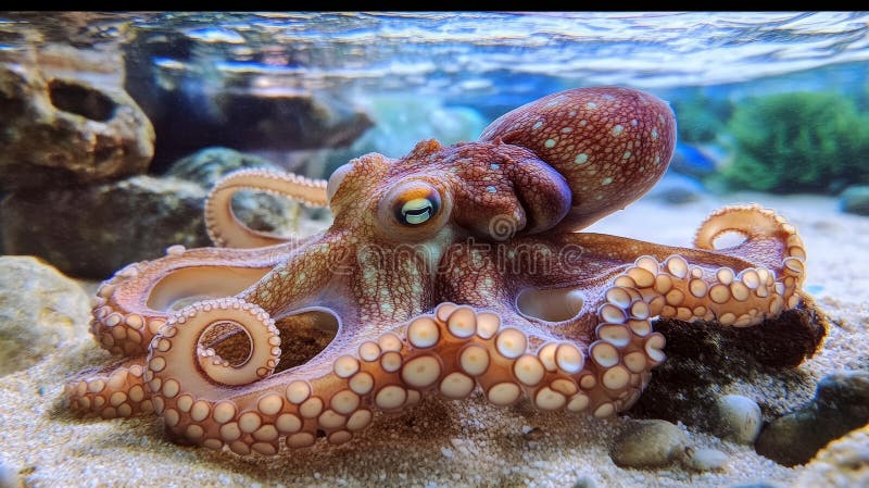 Curious Octopus Exploring the Ocean Floor a Captivating Underwater ...