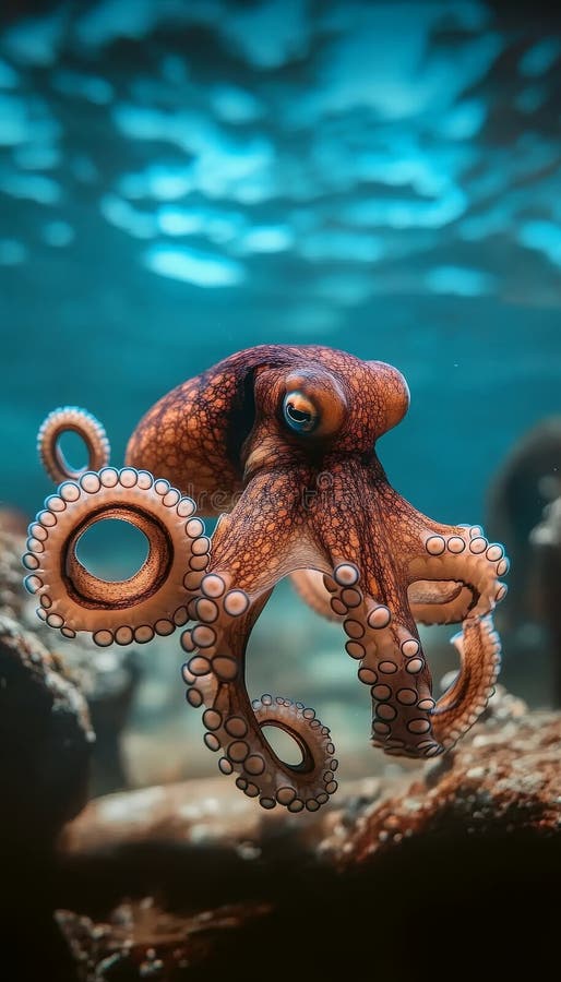 Curious Octopus Exploring the Ocean Floor, a Stunning Display of Marine ...