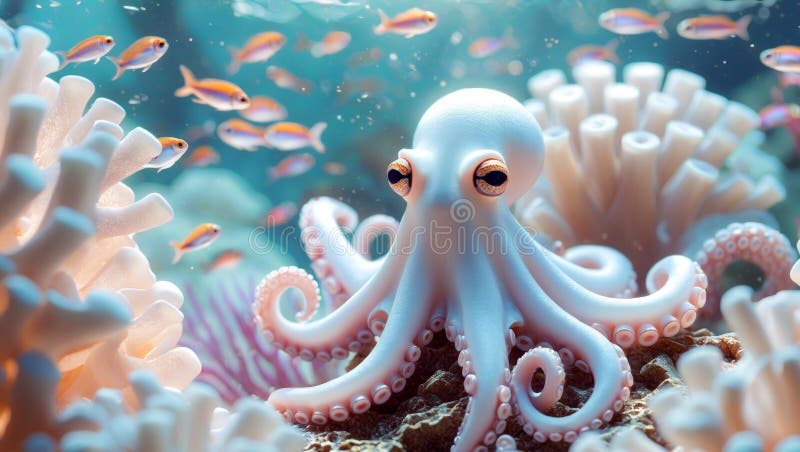 Curious Octopus Exploring Underwater World Stock Image - Image of ...