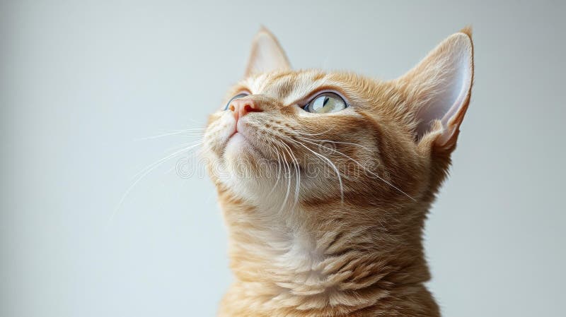 A Curious Orange Cat Looking Up with a Calm Expression Stock ...
