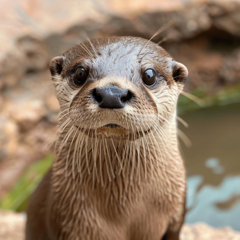 Curious Otter with Big Eyes Stock Illustration - Illustration of ...