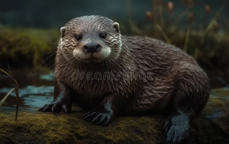 A Curious Otter. Created by Generative Artificial Intelligence Stock ...