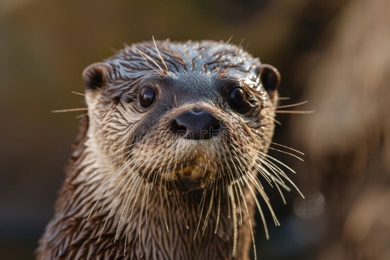 A Curious Otter Looks Directly into the Camera. Stock Photo - Image of ...