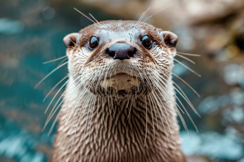 A Curious Otter Looks Directly into the Camera. Stock Image - Image of ...