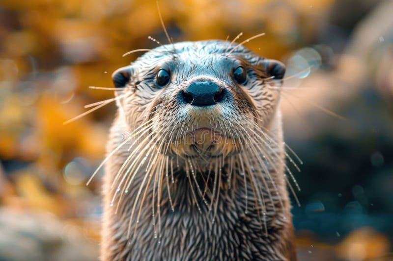 A Curious Otter Looks Directly into the Camera. Stock Image - Image of ...