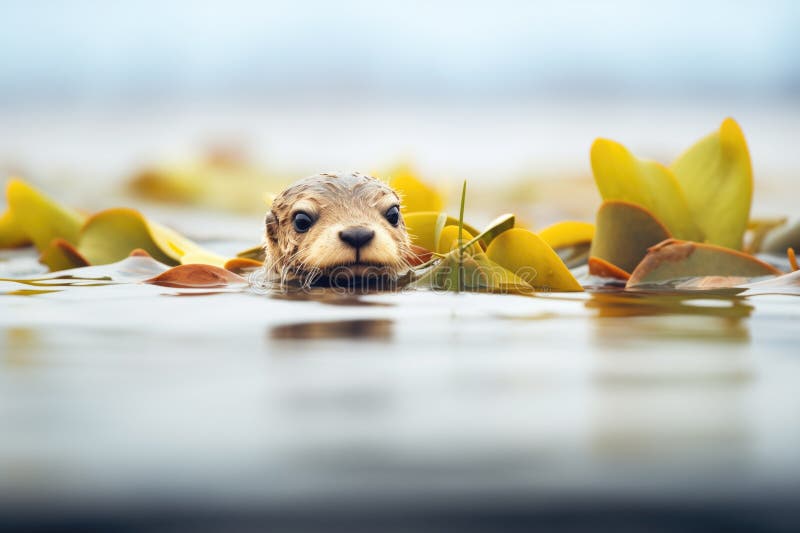Curious Otter Peeking Over Waves Stock Image - Image of peeking ...