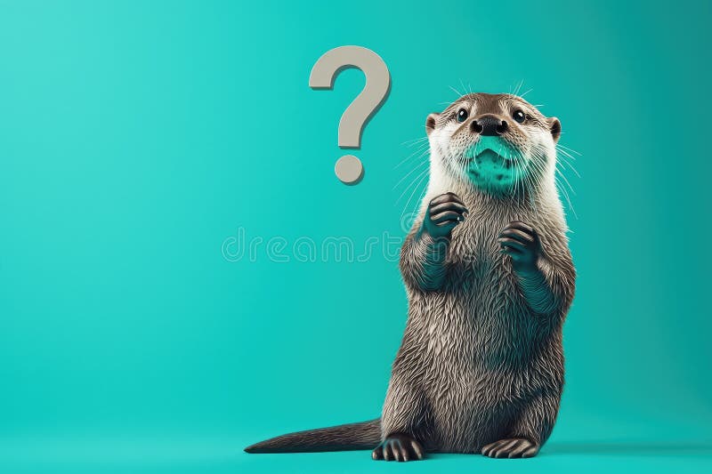 Curious Otter Standing with Question Mark, Expressing Wonder and ...