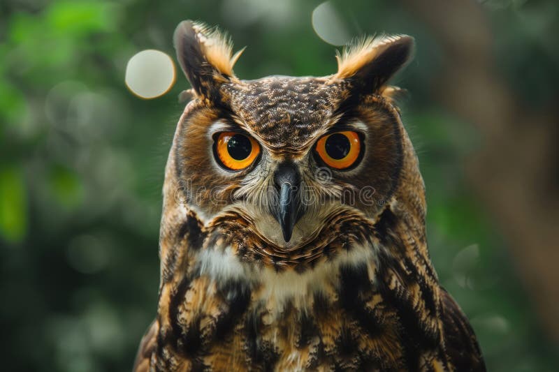 A Curious Owl Looks Directly into the Camera. Stock Image - Image of ...