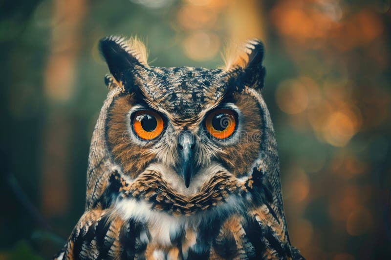 A Curious Owl Looks Directly into the Camera. Stock Photo - Image of ...