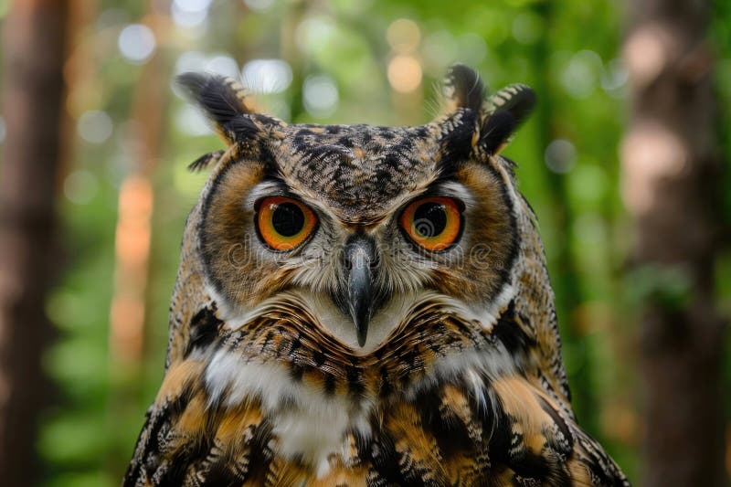 A Curious Owl Looks Directly into the Camera. Stock Image - Image of ...