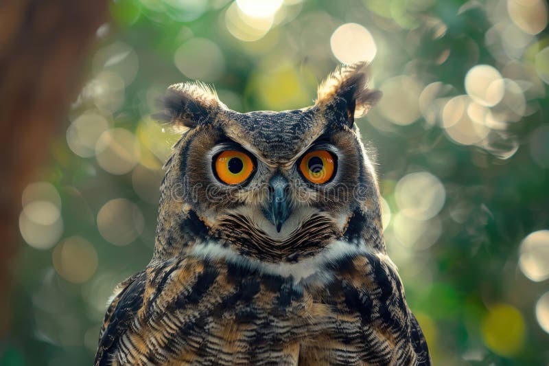 A Curious Owl Looks Directly into the Camera. Stock Photo - Image of ...