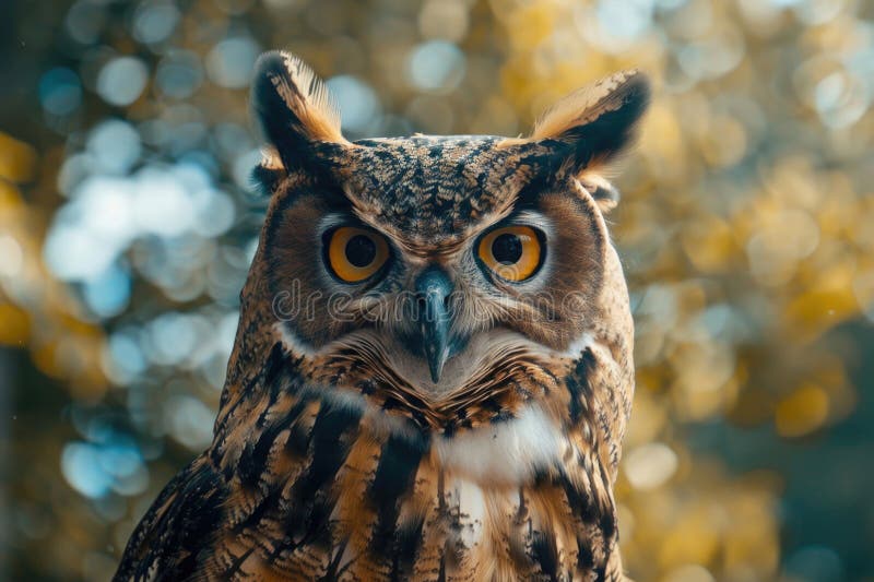A Curious Owl Looks Directly into the Camera. Stock Image - Image of ...