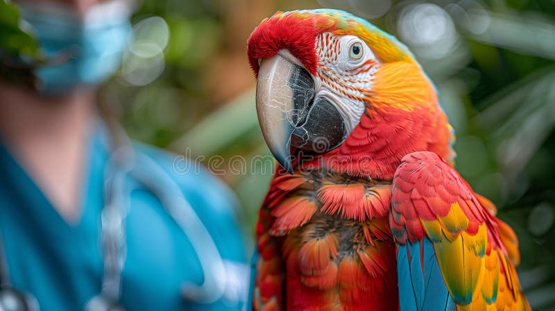 A Curious Parrot Explores Its Examination Cage, Chirping Softly As it ...