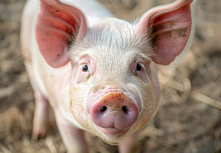 Curious Pig Close-Up stock illustration. Illustration of pink - 315748544
