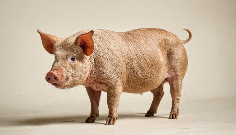 Curious Pig Stands on a Clean Surface in a Simple Studio Setting ...