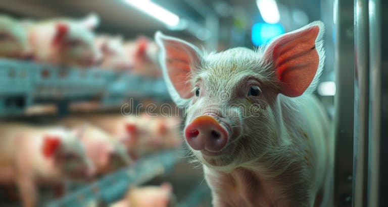 Curious Pig Staring at Camera in Pen Stock Photo - Image of looking ...