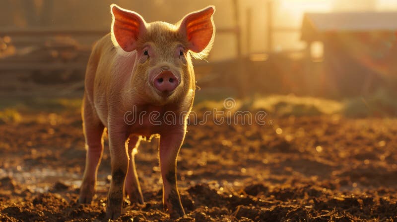 A Curious Pig at Sunrise.AI Generated Image Stock Photo - Image of ...