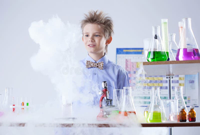 Curious Scientist Experimenting in Laboratory Stock Photo - Image of ...