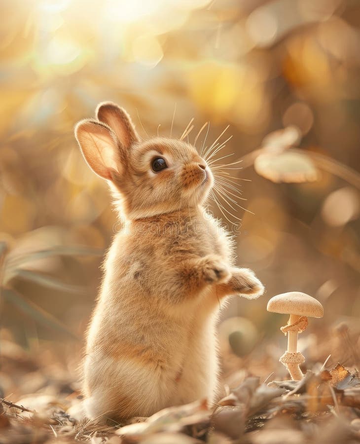 Curious Rabbit in Autumn Forest Stock Illustration - Illustration of ...