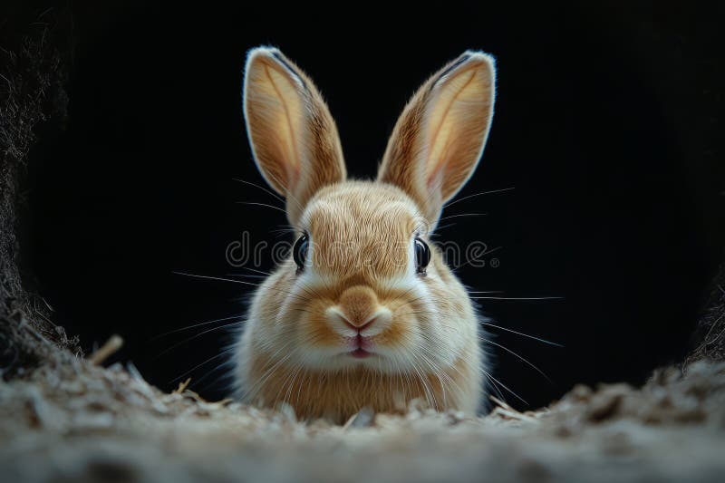Curious Rabbit Emerging from Burrow Stock Photo - Image of countryside ...