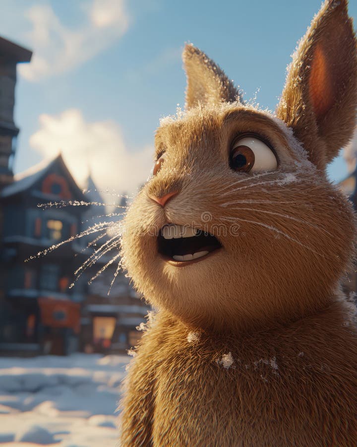 A Curious Rabbit Explores the Snowy Landscape, Showcasing Its ...