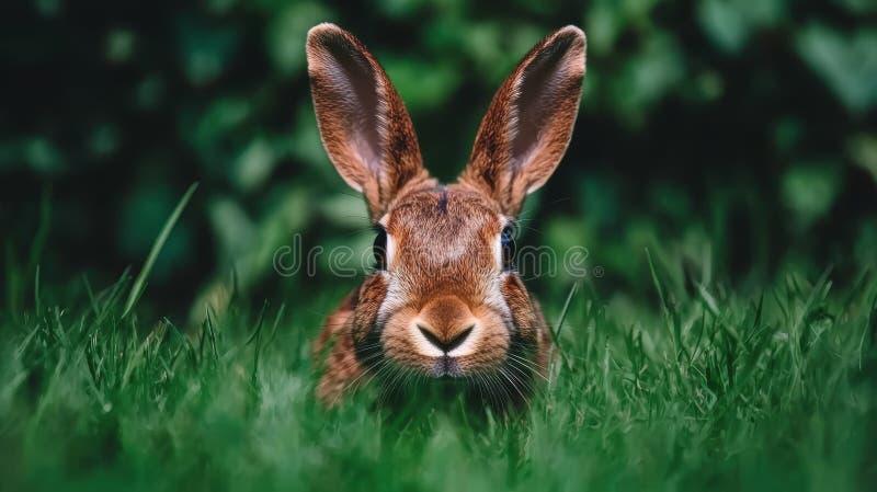 Curious Rabbit in the Grass Stock Illustration - Illustration of ...