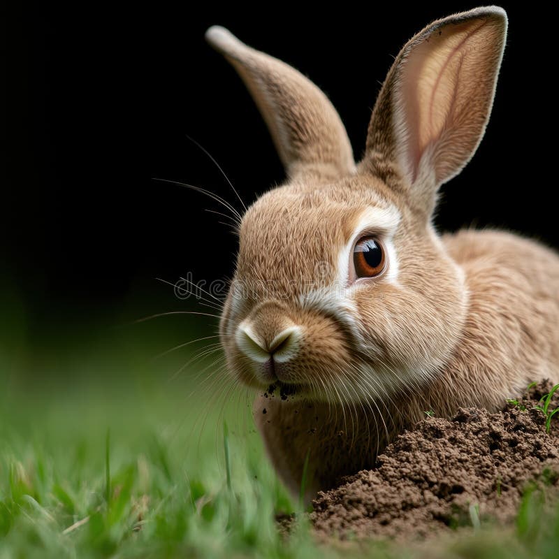 Curious Rabbit in the Grass Stock Illustration - Illustration of detail ...