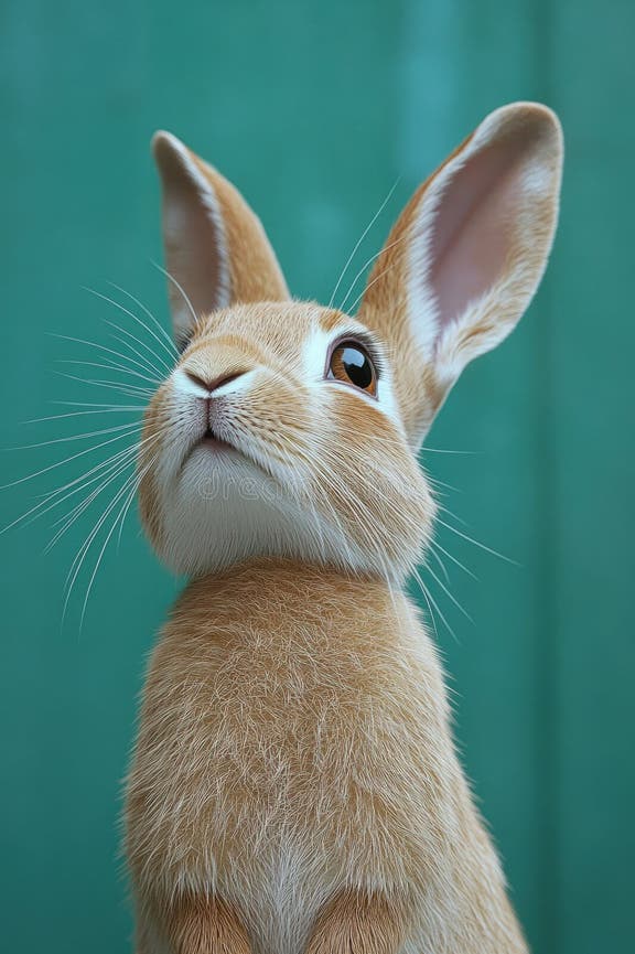 Curious rabbit looking up stock illustration. Illustration of peaceful ...