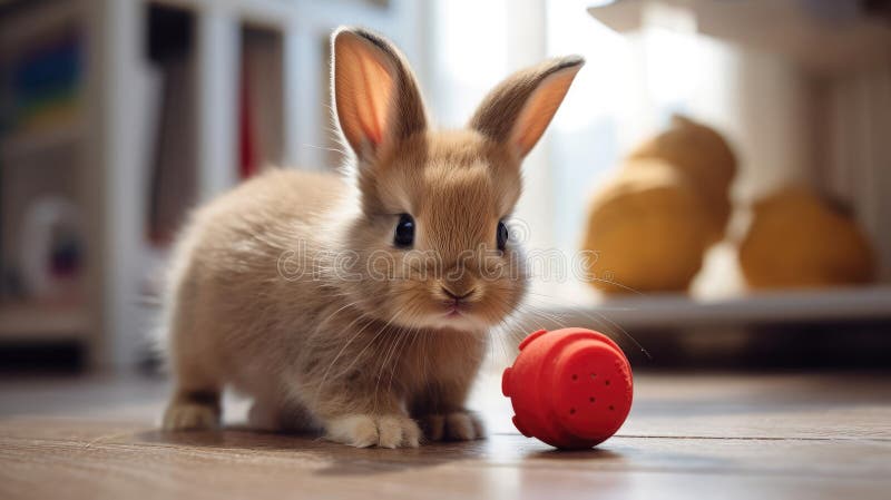 Curious Rabbit Playing with Toys Stock Illustration - Illustration of ...