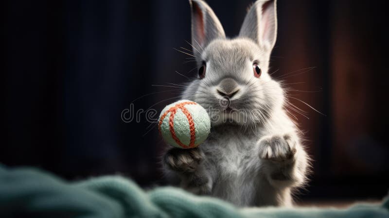 Curious Rabbit Playing with Toys Stock Illustration - Illustration of ...