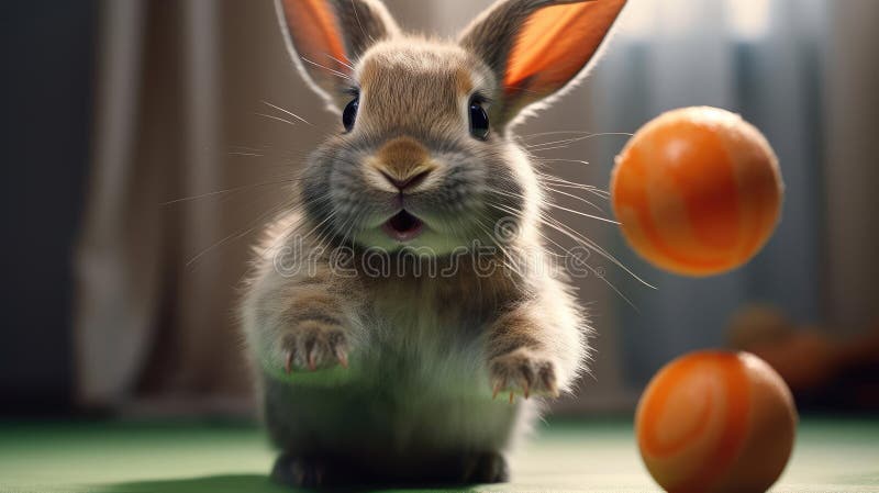 Curious Rabbit Playing with Toys Stock Illustration - Illustration of ...