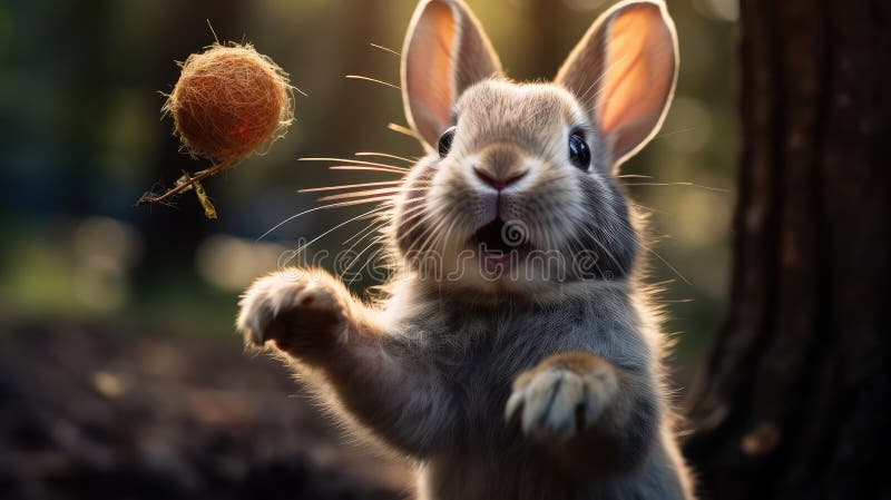 Curious Rabbit Playing with Toys Stock Image - Image of fleecy ...