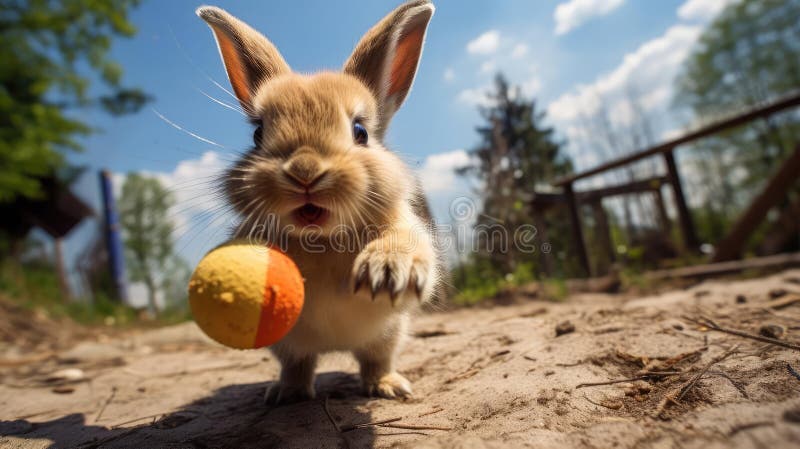 Curious Rabbit Playing with Toys Stock Image - Image of pets, lovely ...