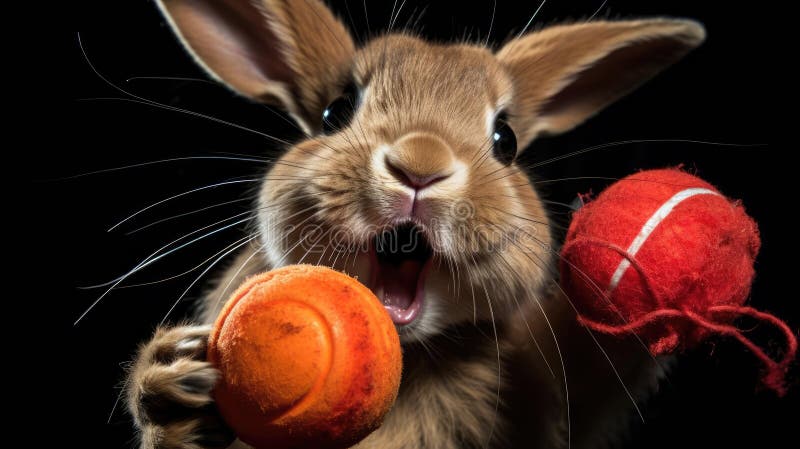 Curious Rabbit Playing with Toys Stock Image - Image of bunny, playing ...