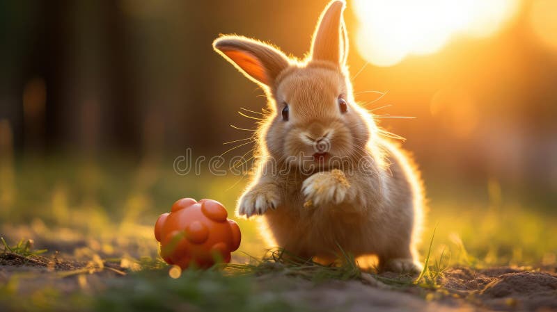Curious Rabbit Playing with Toys Stock Illustration - Illustration of ...