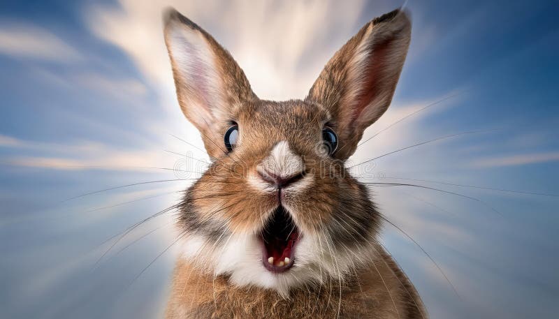 Rabbit Showing Astonishment or Speaking with Surprise in a Natural ...