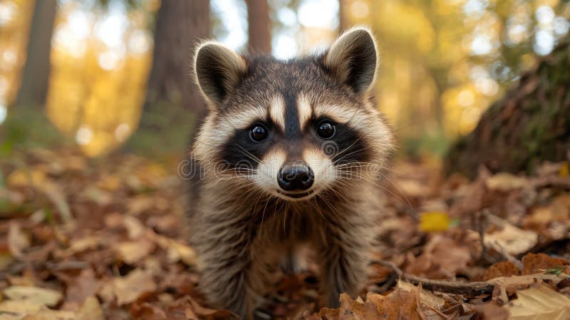 Curious Raccoon in the Forest Stock Illustration - Illustration of nose ...