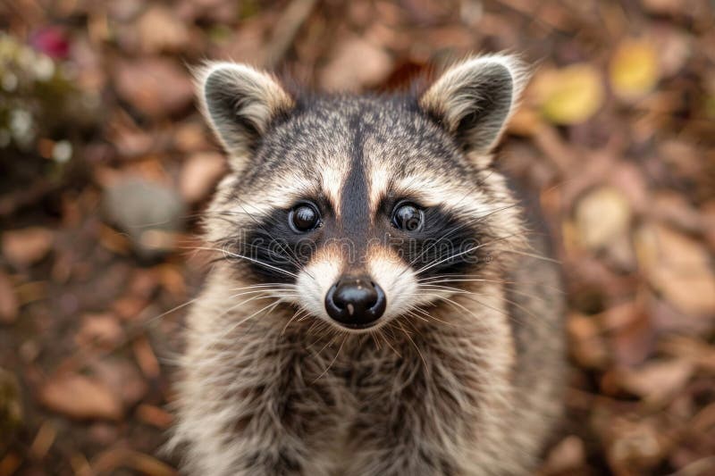 A Curious Raccoon Looks Directly into the Camera. Stock Image - Image ...