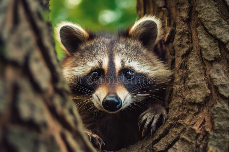 Curious Raccoon stock illustration. Illustration of fauna - 279161987