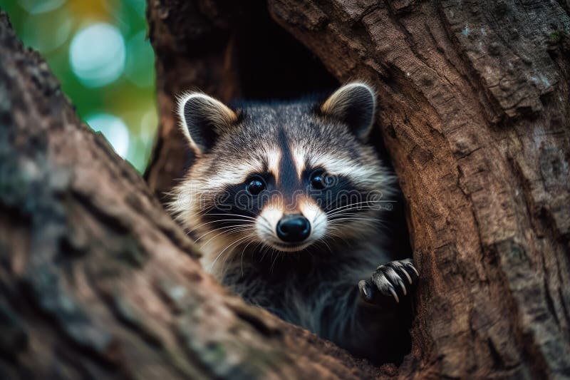 Curious Raccoon stock illustration. Illustration of generativ - 279162005