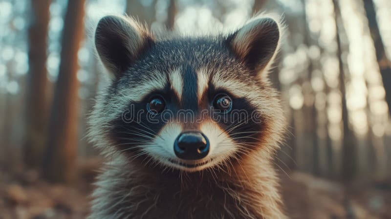 A Curious Raccoon Poses in a Forest Setting Stock Illustration ...