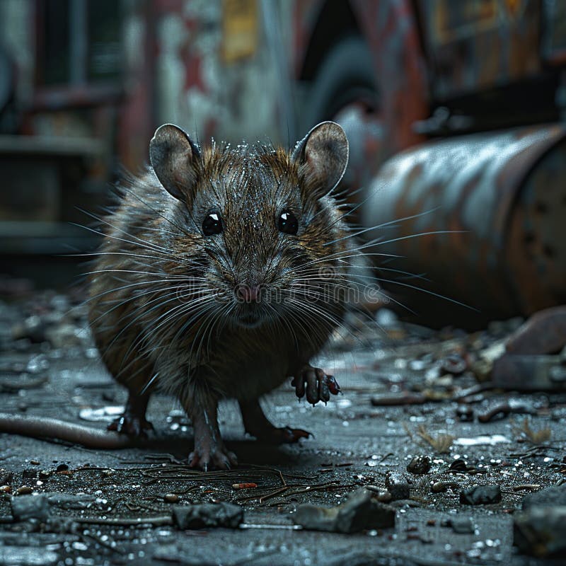 A Curious Rat in a Grim Setting Stock Illustration - Illustration of ...