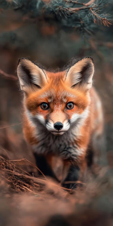 Curious Red Fox in Forest Setting with Vibrant Autumn Colors Stock ...