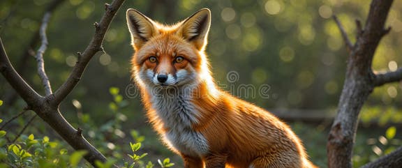 Curious Red Fox with Golden Eyes in Natural Setting Stock Image - Image ...