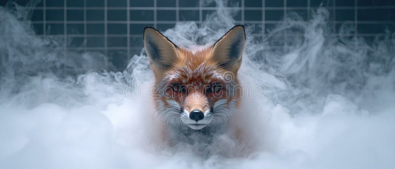 Curious Red Fox Peeking through Smoke Stock Illustration - Illustration ...