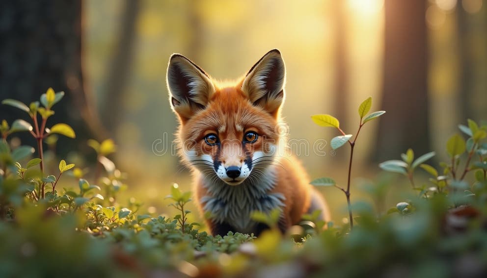 Curious Red Fox in Sunlit Forest Ideal for Nature Conservation Ads ...