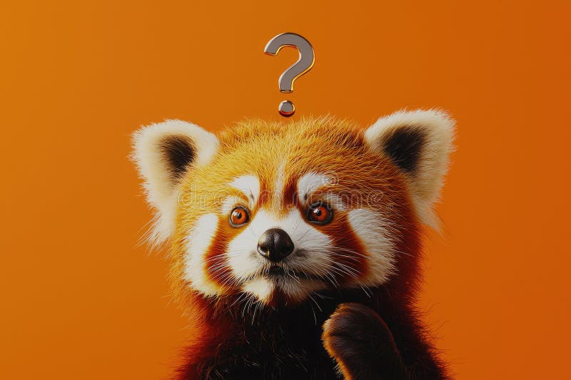 Curious Red Panda with Question Mark on Orange Background Stock Photo ...